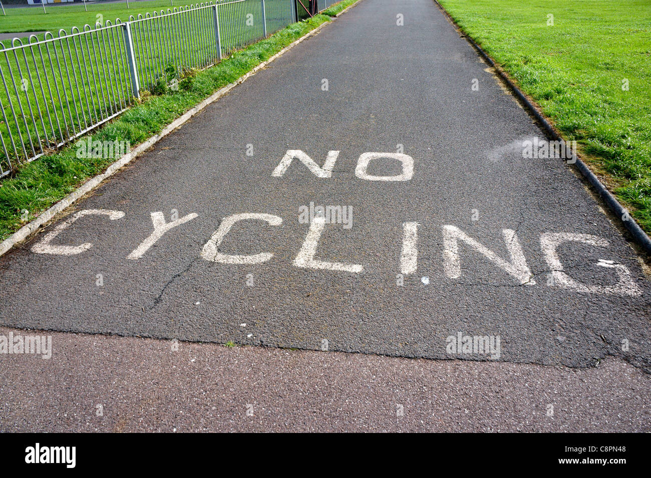 'No Cycling' Painted on a Path Stock Photo - Alamy