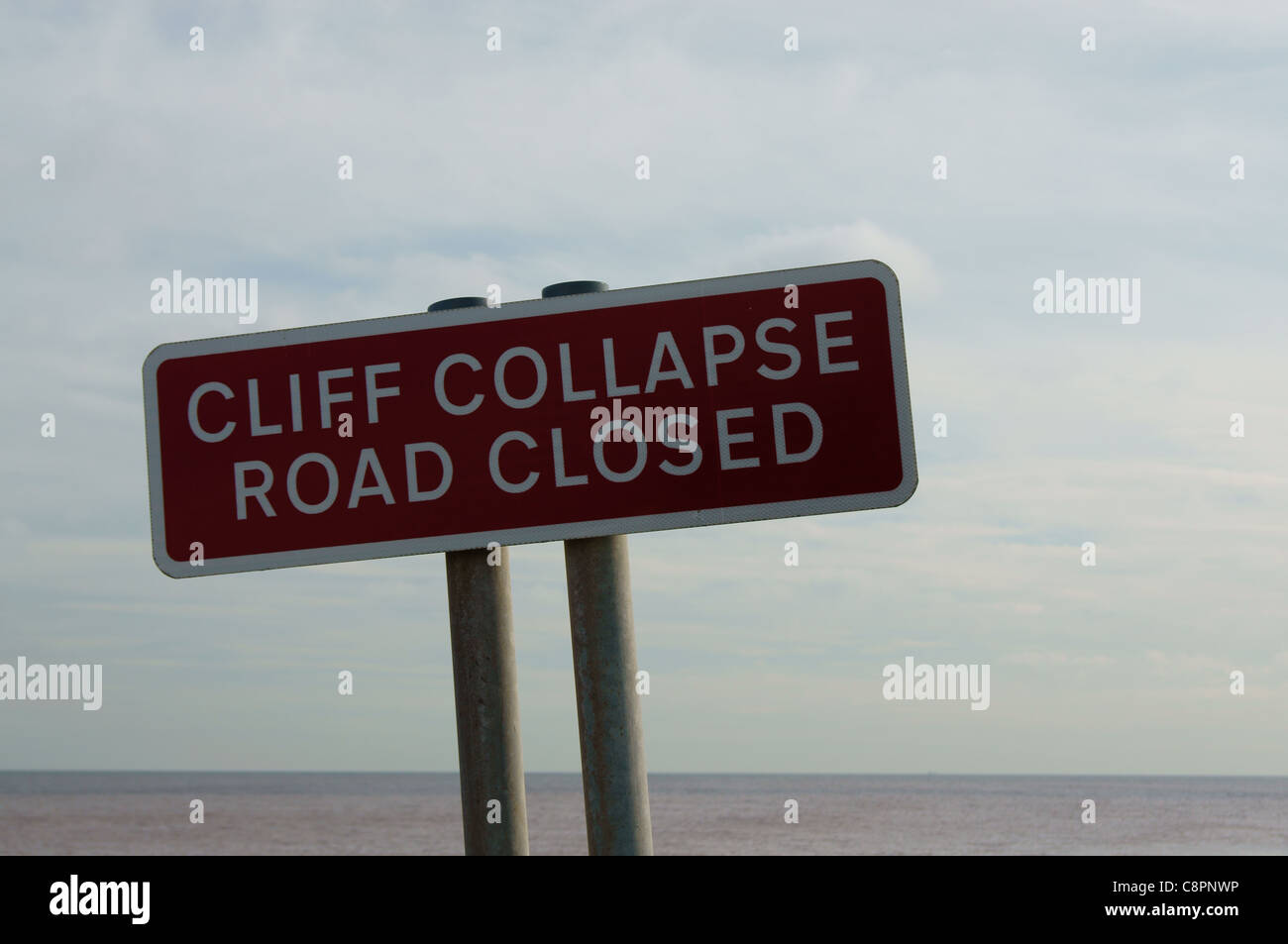 Cliff collapse, road closed Stock Photo - Alamy