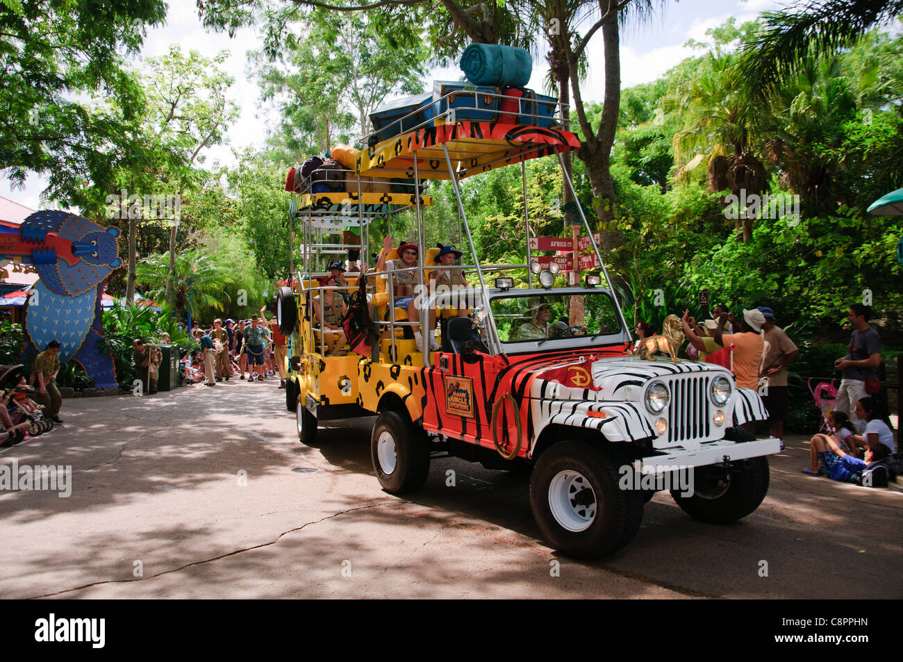 mickey mouse on float for the jammin jungle parade in walt disney world ...