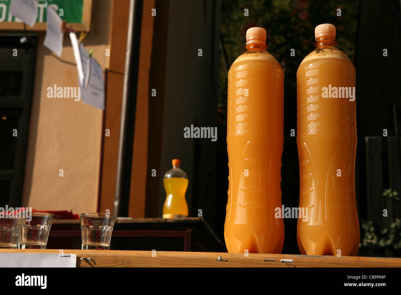 Bottles of young wine known as federweisser or burcak at the annual ...