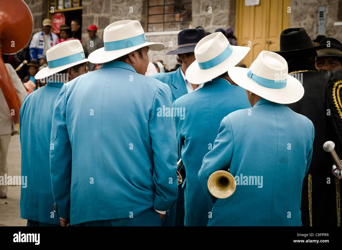 Traditional Peruvian music band at the fiesta de Nuestra Señora del ...