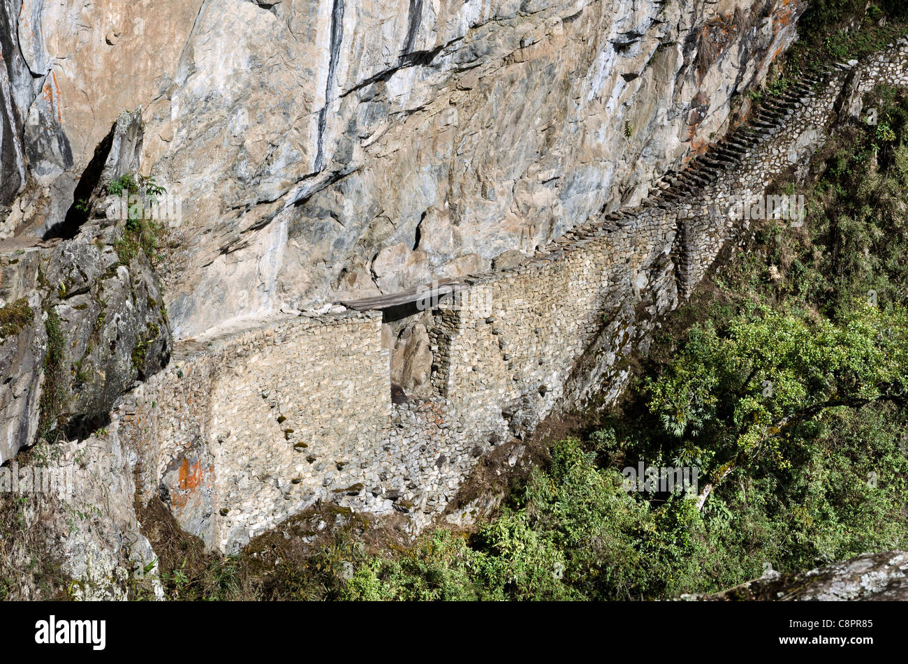 Inca bridge Machu Picchu Cusco region Peru Stock Photo - Alamy