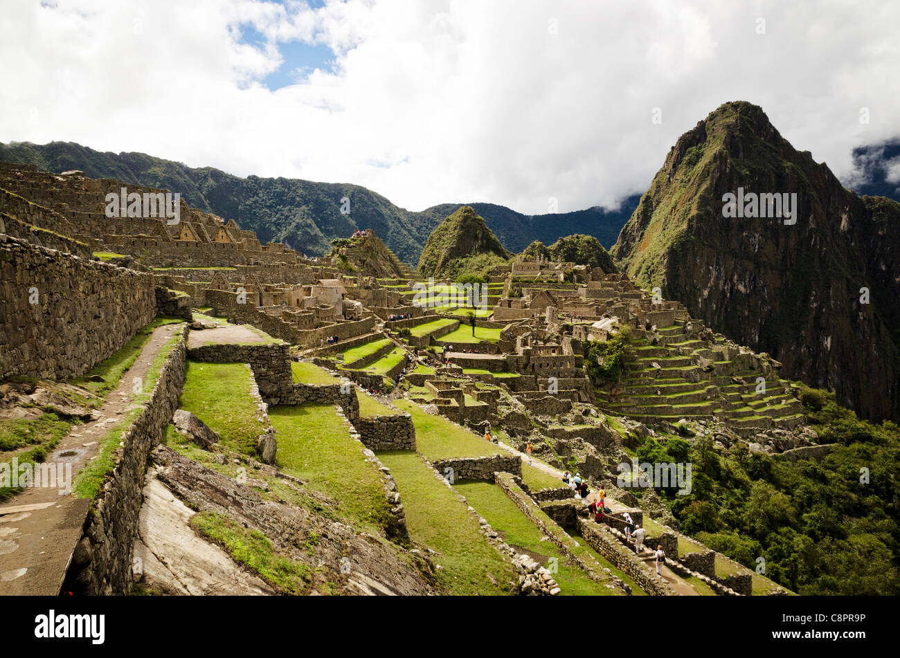 Inca terraces at Machu Picchu Cusco region Peru Stock Photo - Alamy