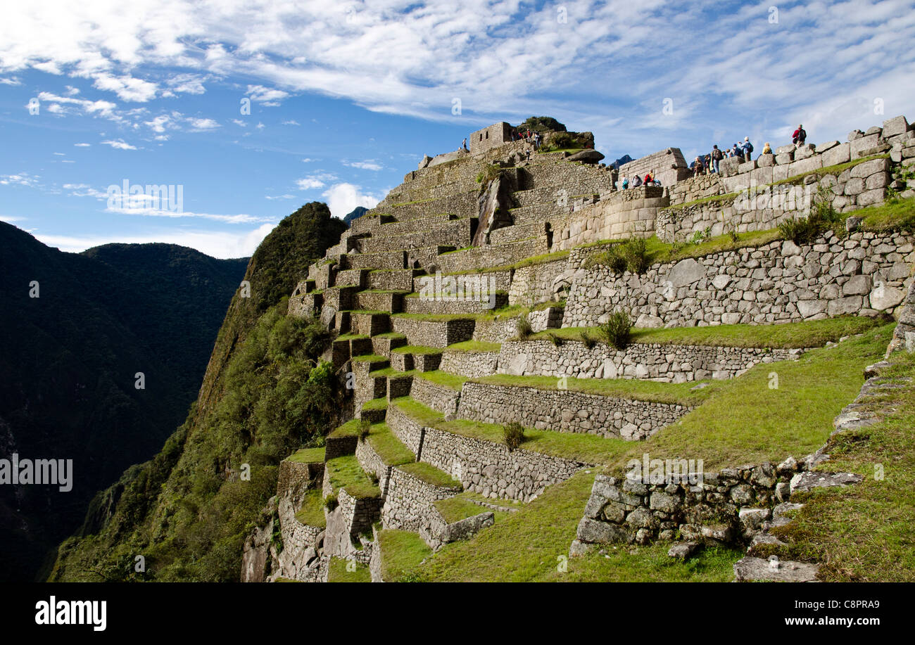 Inca terraces at Machu Picchu Cusco region Peru Stock Photo - Alamy