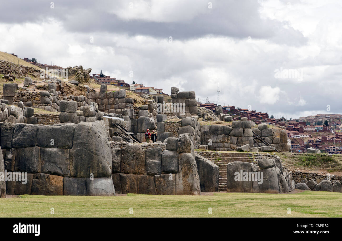 Limestone blocks at the ruins of Sacsayhuaman Cusco Peru Stock Photo ...