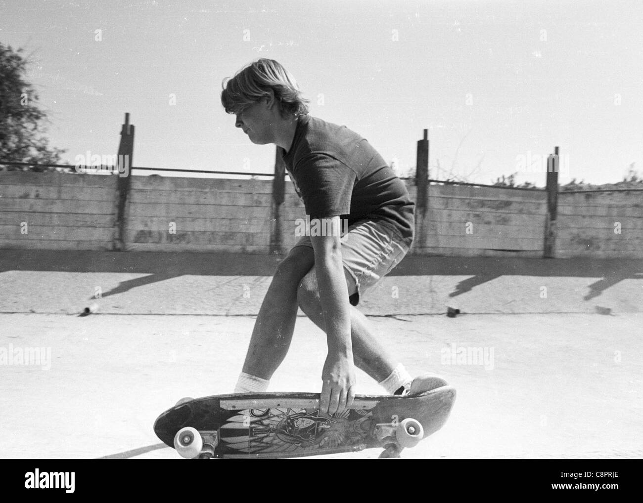 Brian Hulse skateboards in a concrete drainage control ditch in the ...