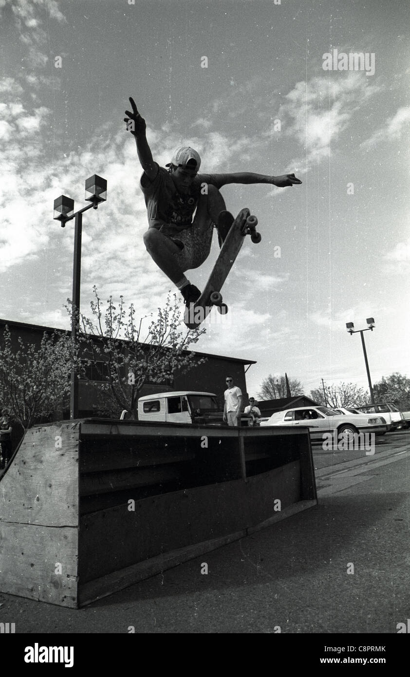 Skateboarders compete in a street skateboarding contest at the YMCA ...
