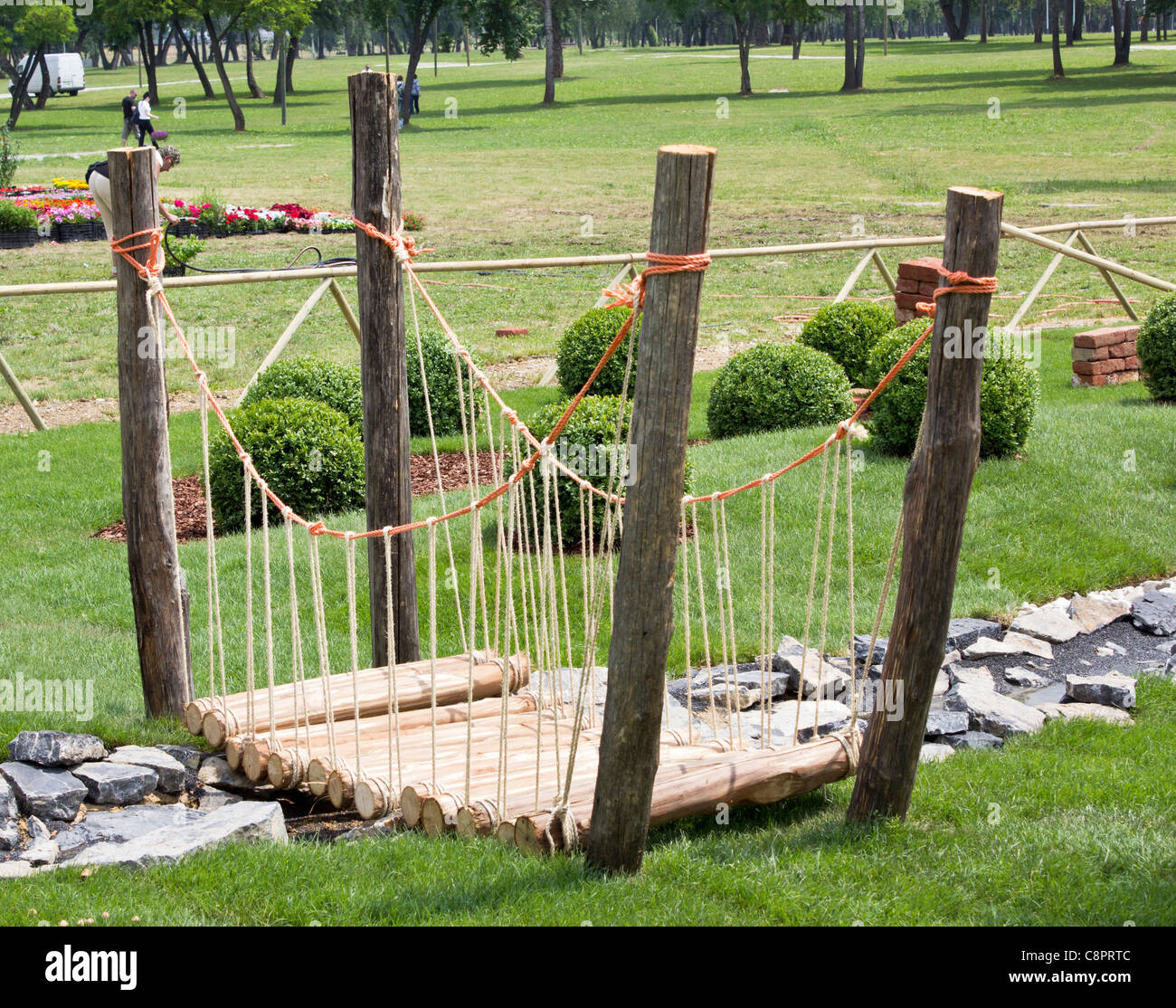 Rope bridge model Stock Photo - Alamy