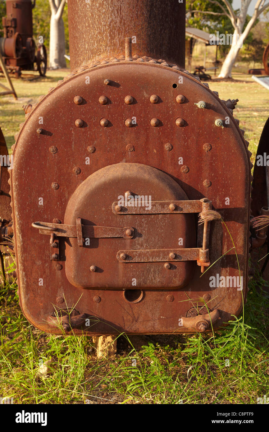 Rusty boiler, historic gold rush relic, Pine Creek, Northern Territory ...