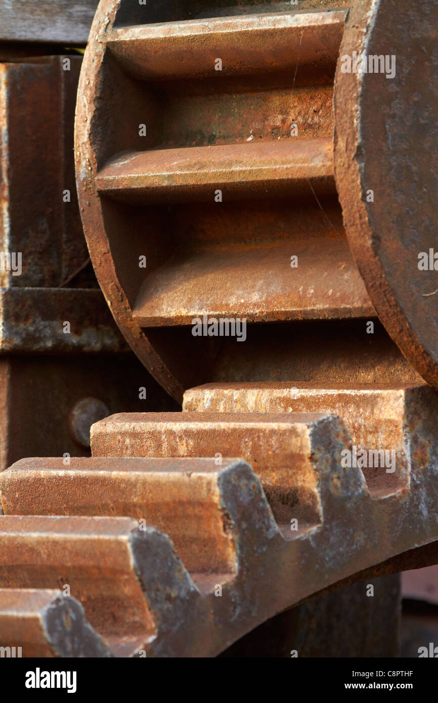 Rusty cog wheels on historic gold rush relic hi-res stock photography ...