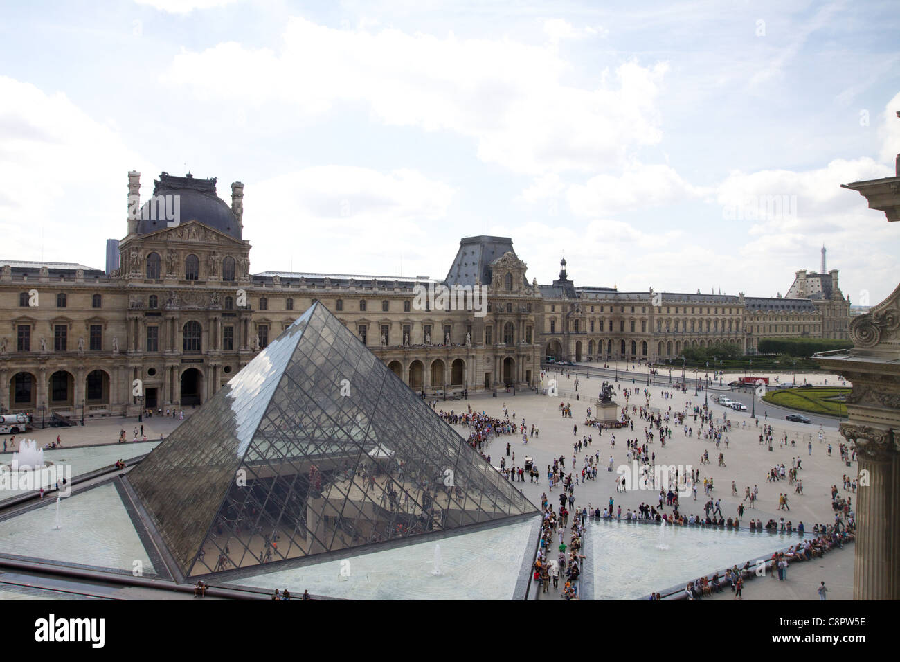 Louvre pyramid top view hi-res stock photography and images - Alamy
