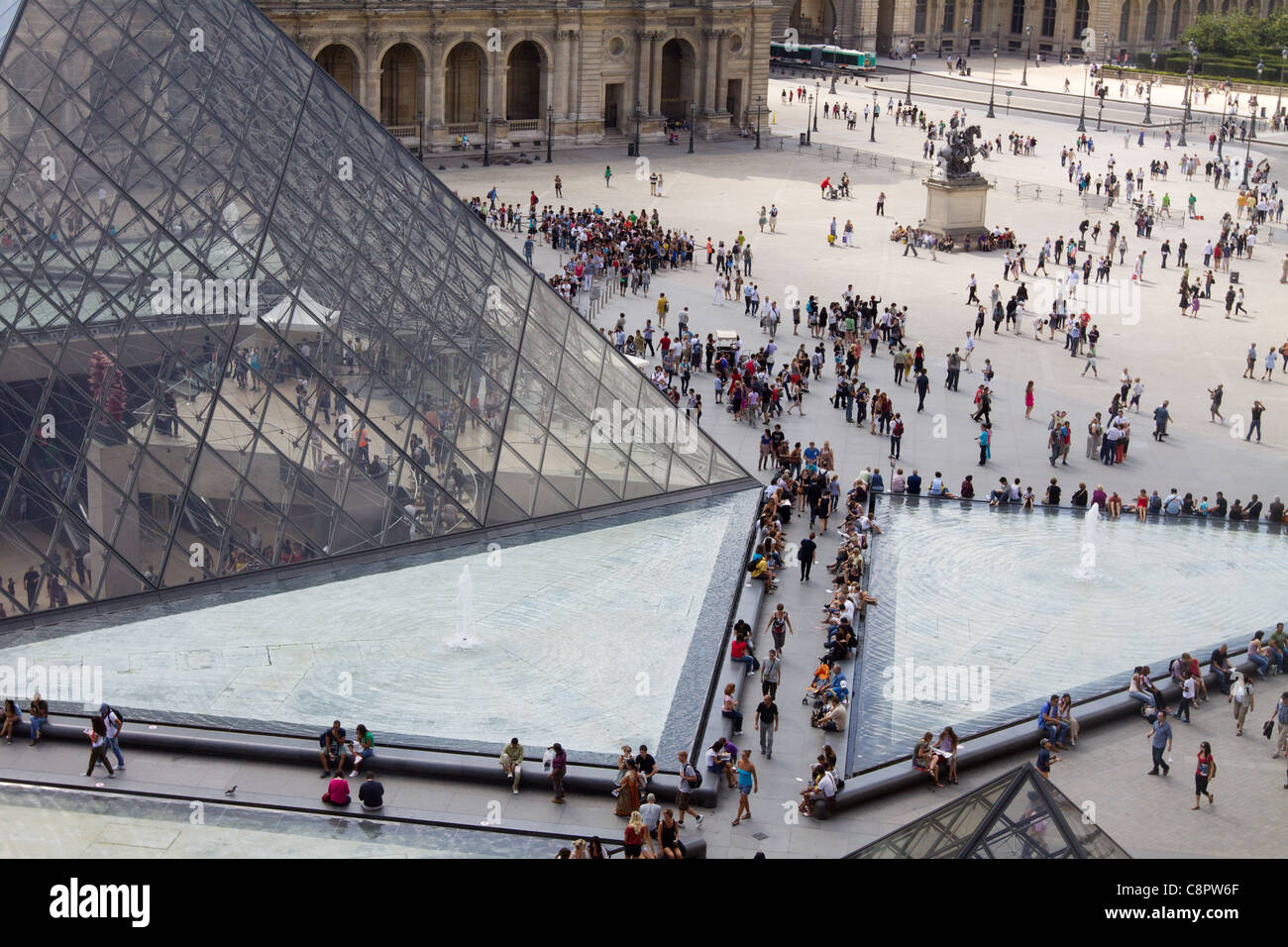 Louvre pyramid top view hi-res stock photography and images - Alamy