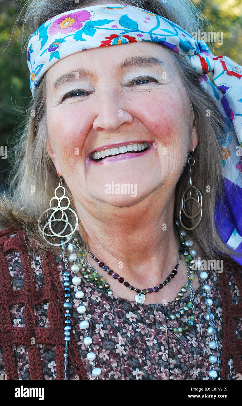 Female mature hippie expressions Stock Photo - Alamy