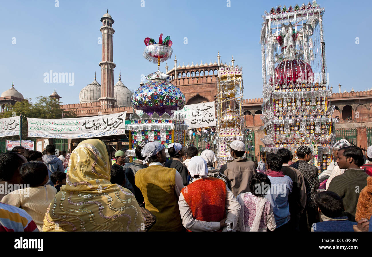 Muslim celebration. Jama MAsjid mosque. New Delhi. India Stock Photo ...