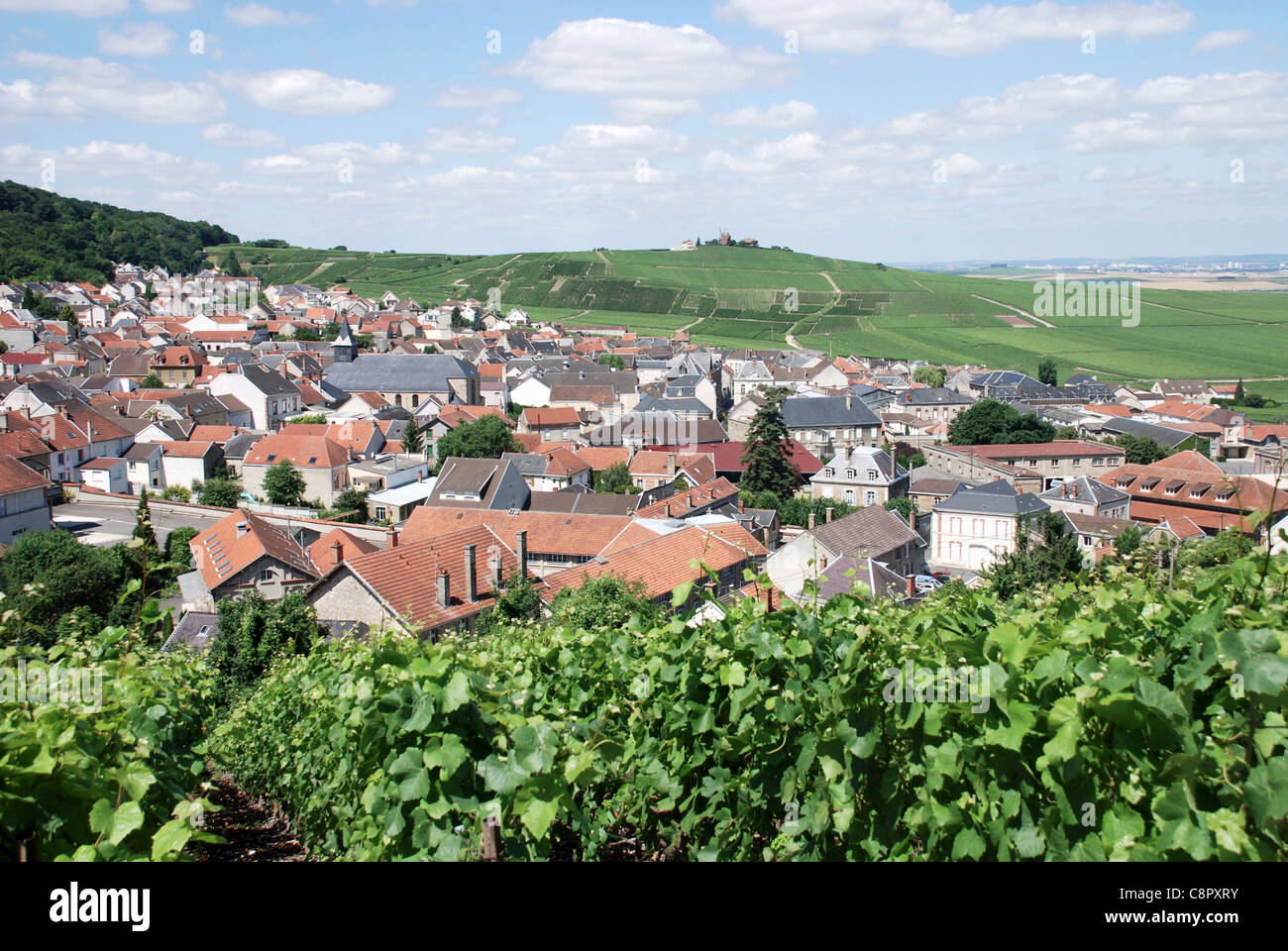 France, Champagne, Verzenay, village surrounded by vineyards Stock ...