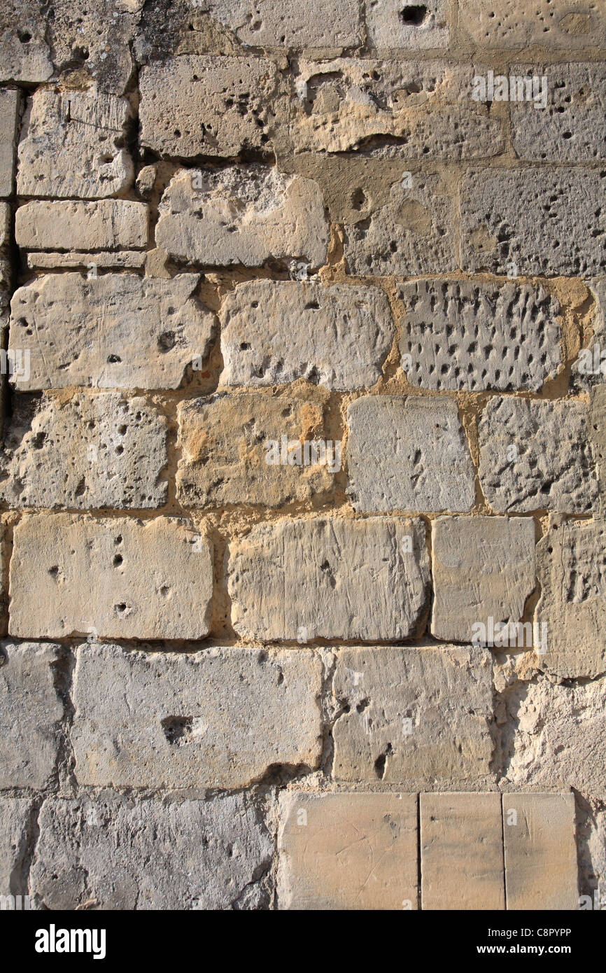 Medieval stone wall in limestone at Noyon, France Stock Photo - Alamy