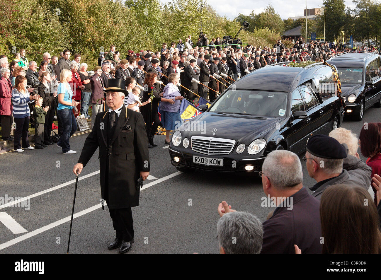 The cortege leaves the repatriation memorial in Carterton, Oxfordshire ...