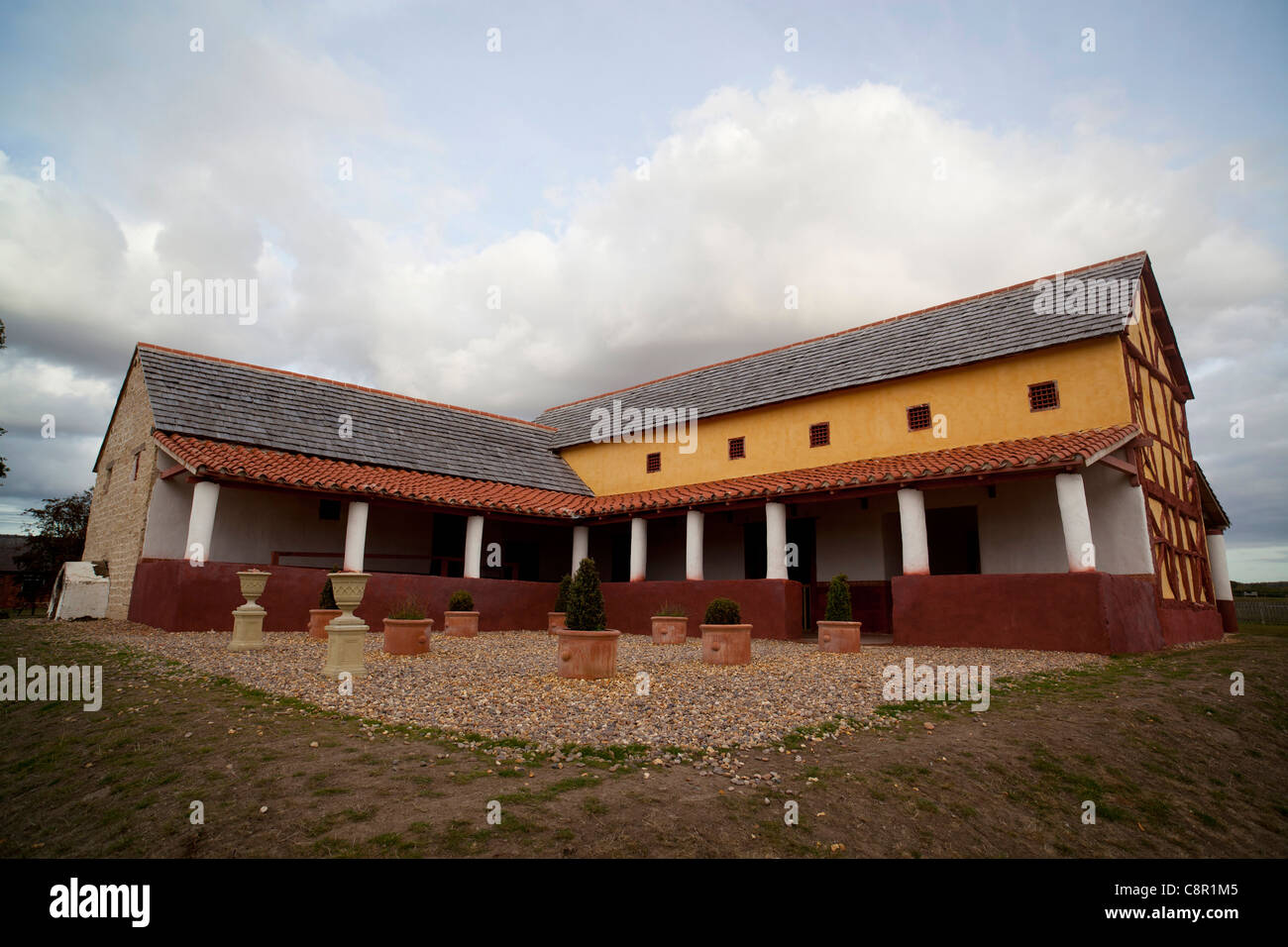 A reconstructed Roman town house at Wroxeter created using traditional ...