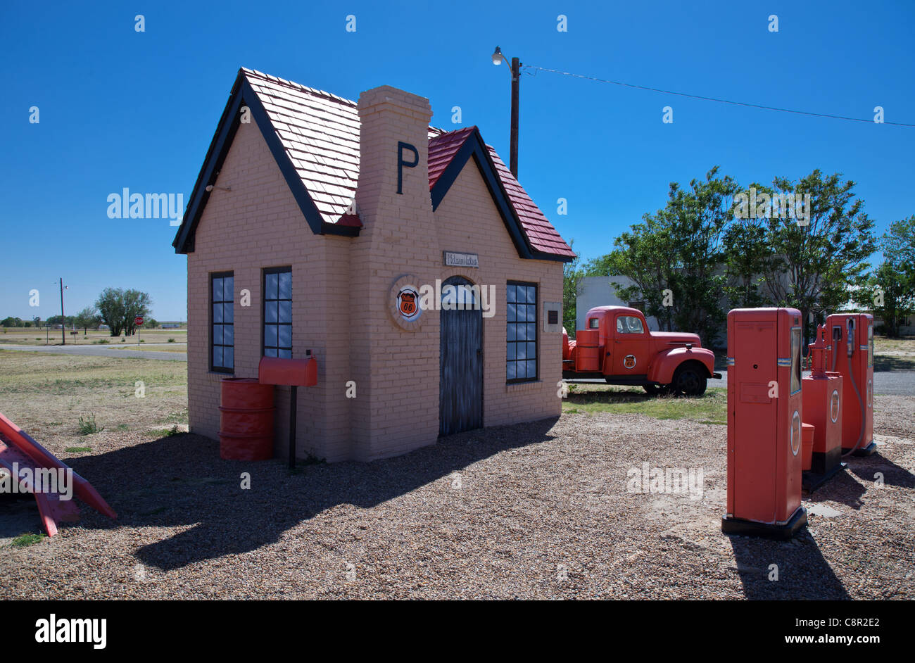 U.S.A. Texas, McLean the restored Phillips gas station on the Route 66 ...
