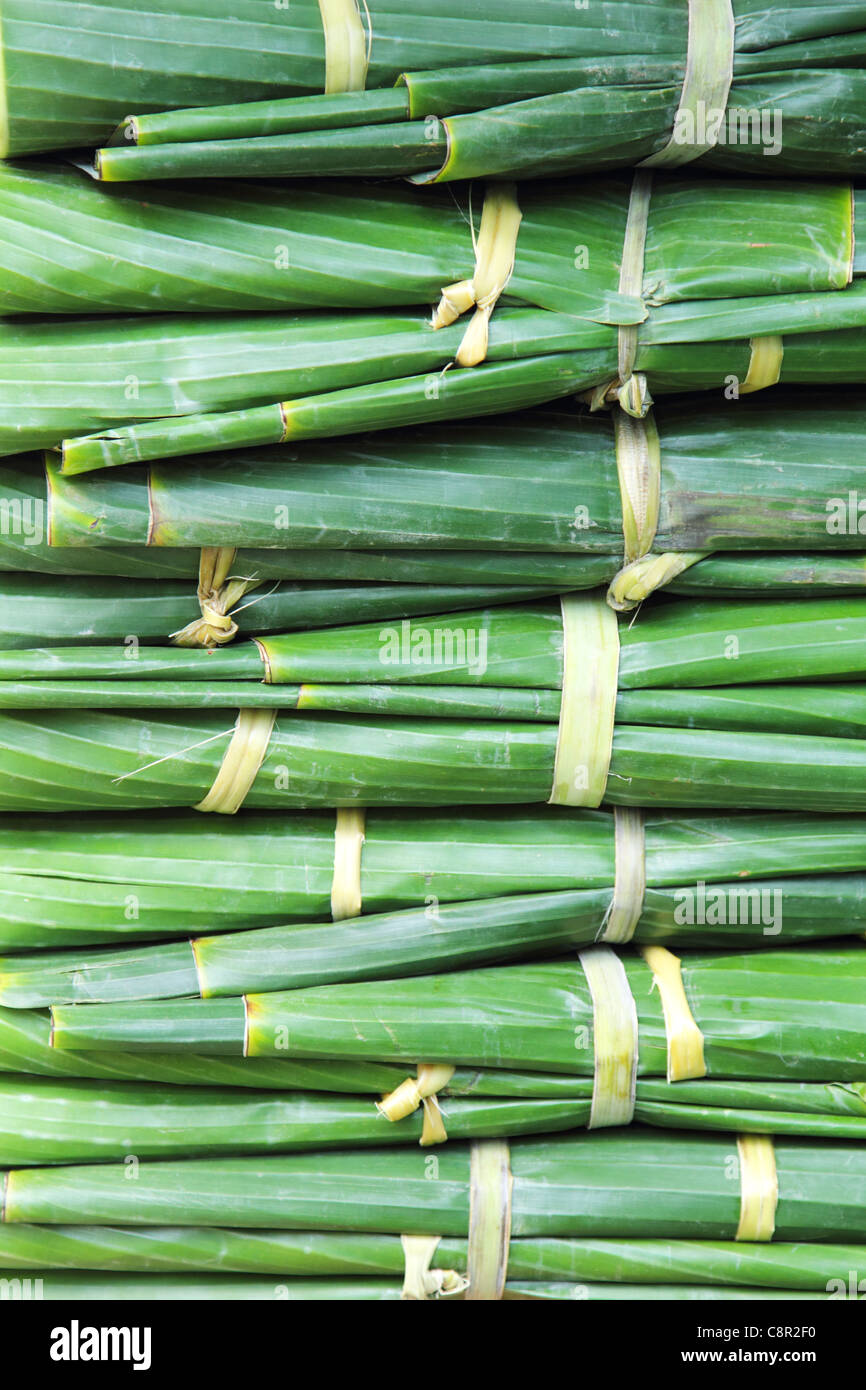 Stack of banana leaf Stock Photo - Alamy