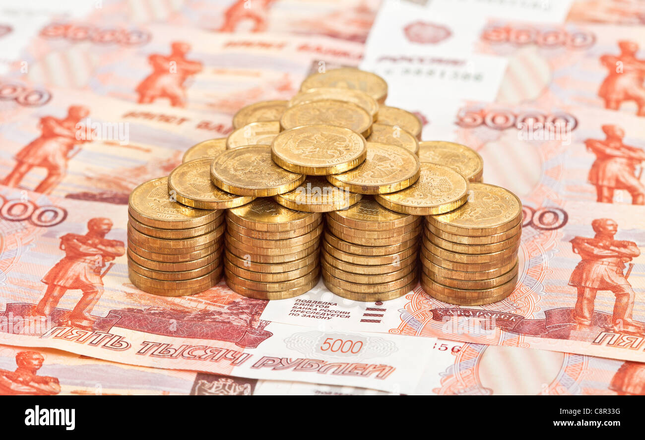 Russian rubles banknotes and coins Stock Photo - Alamy