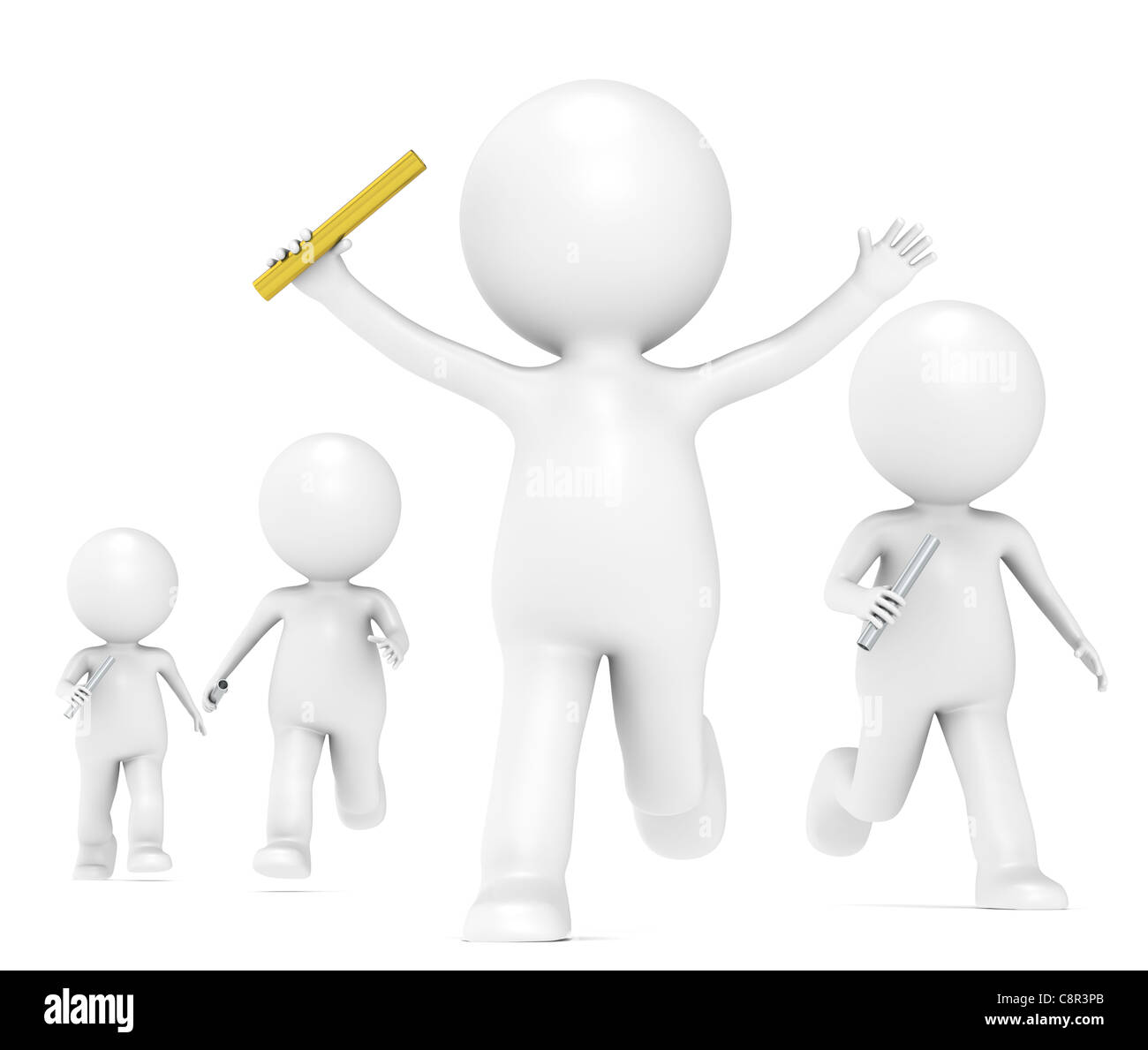 3D little human x4 The Athletes Relay. Gold. People series Stock Photo ...