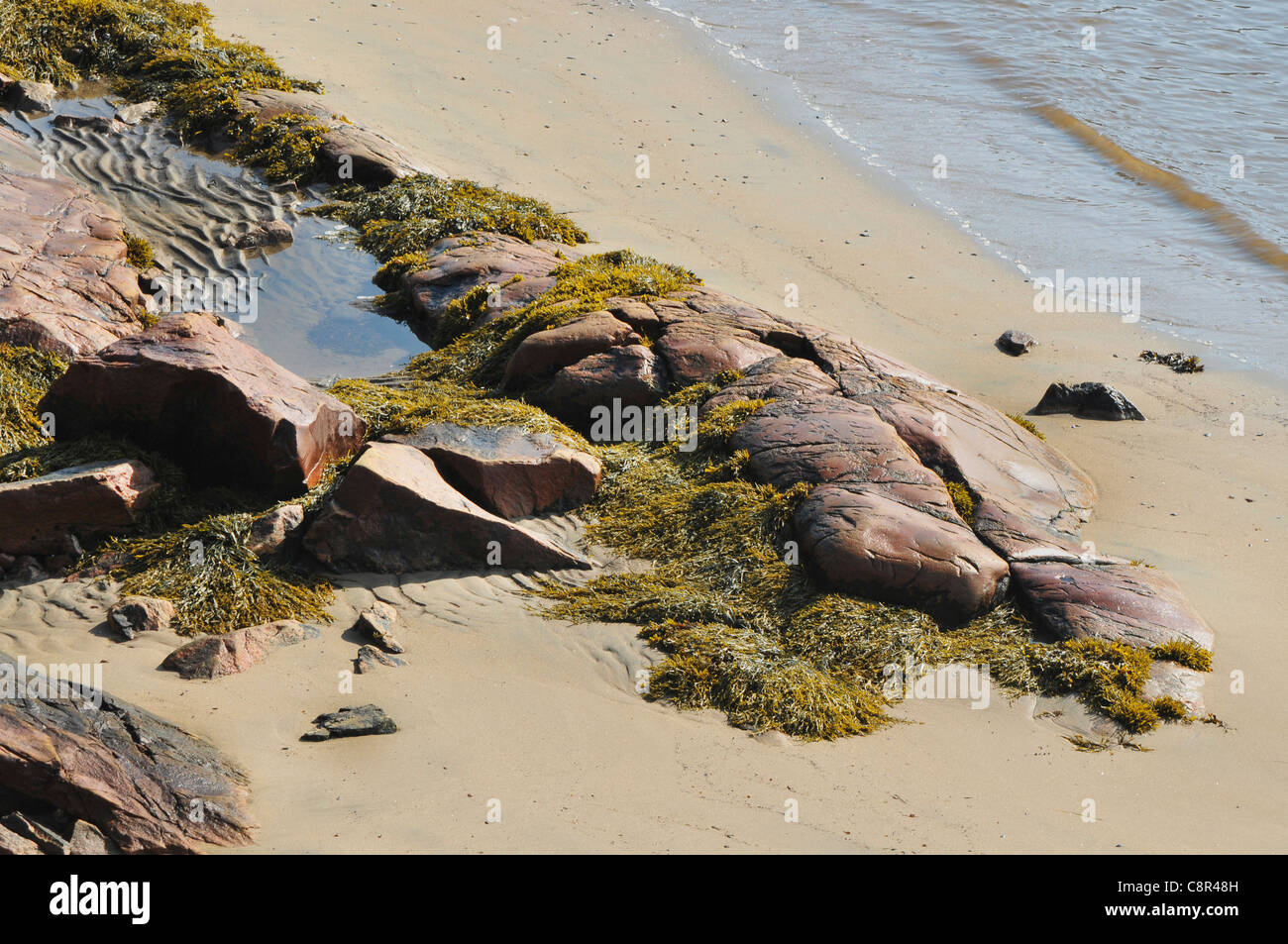 Rock formation on a beach along the Gulf of St. Lawrence, Quebec region ...