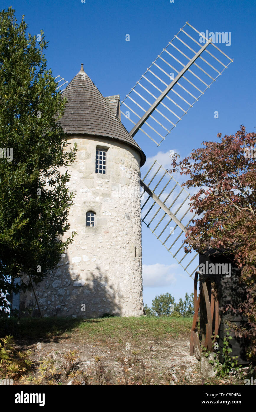 old stone working windmill Stock Photo - Alamy