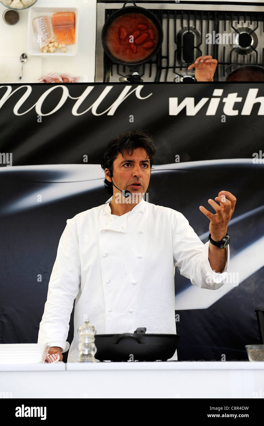 Celebrity chef Jean-Christophe Novelli leading a cooking demonstration ...