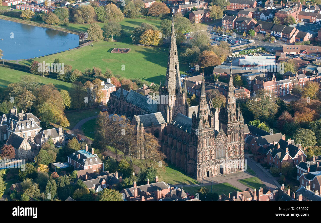 Aerial View Lichfield Staffordshire England Stock Photos & Aerial View ...