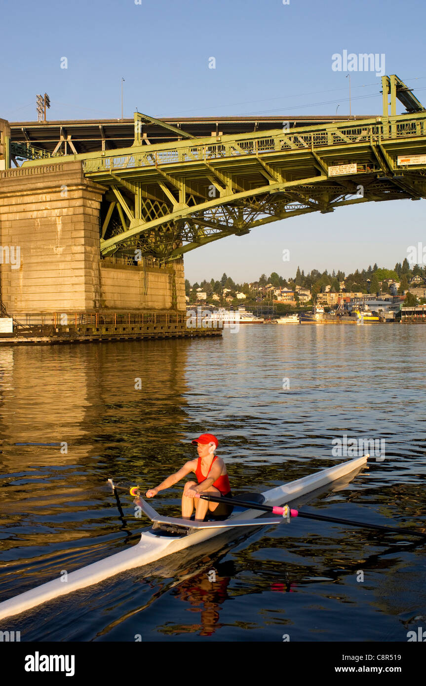 Rower rowing under bridge hi-res stock photography and images - Alamy