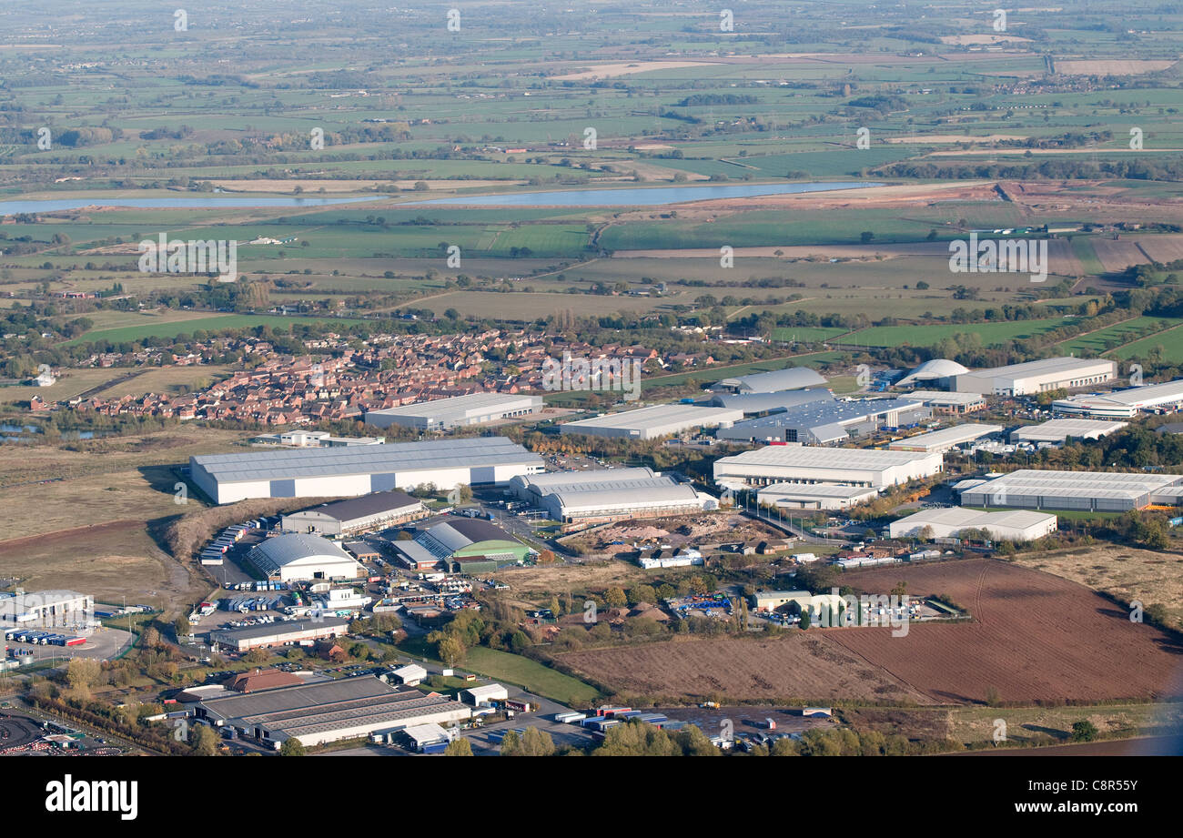 Aerial view of industrial units near Fradley village Lichfield ...