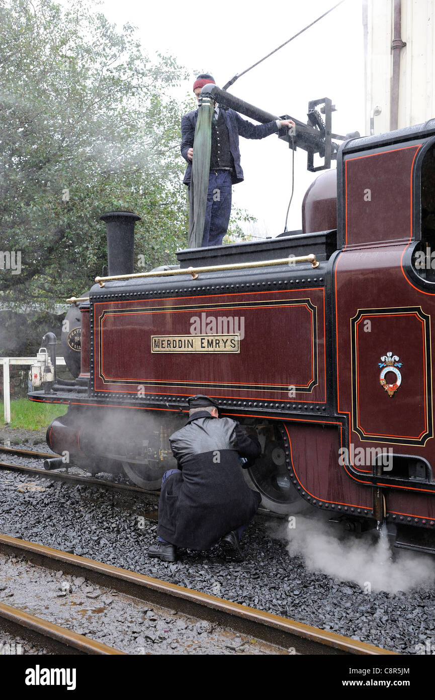 merddin emrys double Fairlie steam locomotive taking water welsh ...