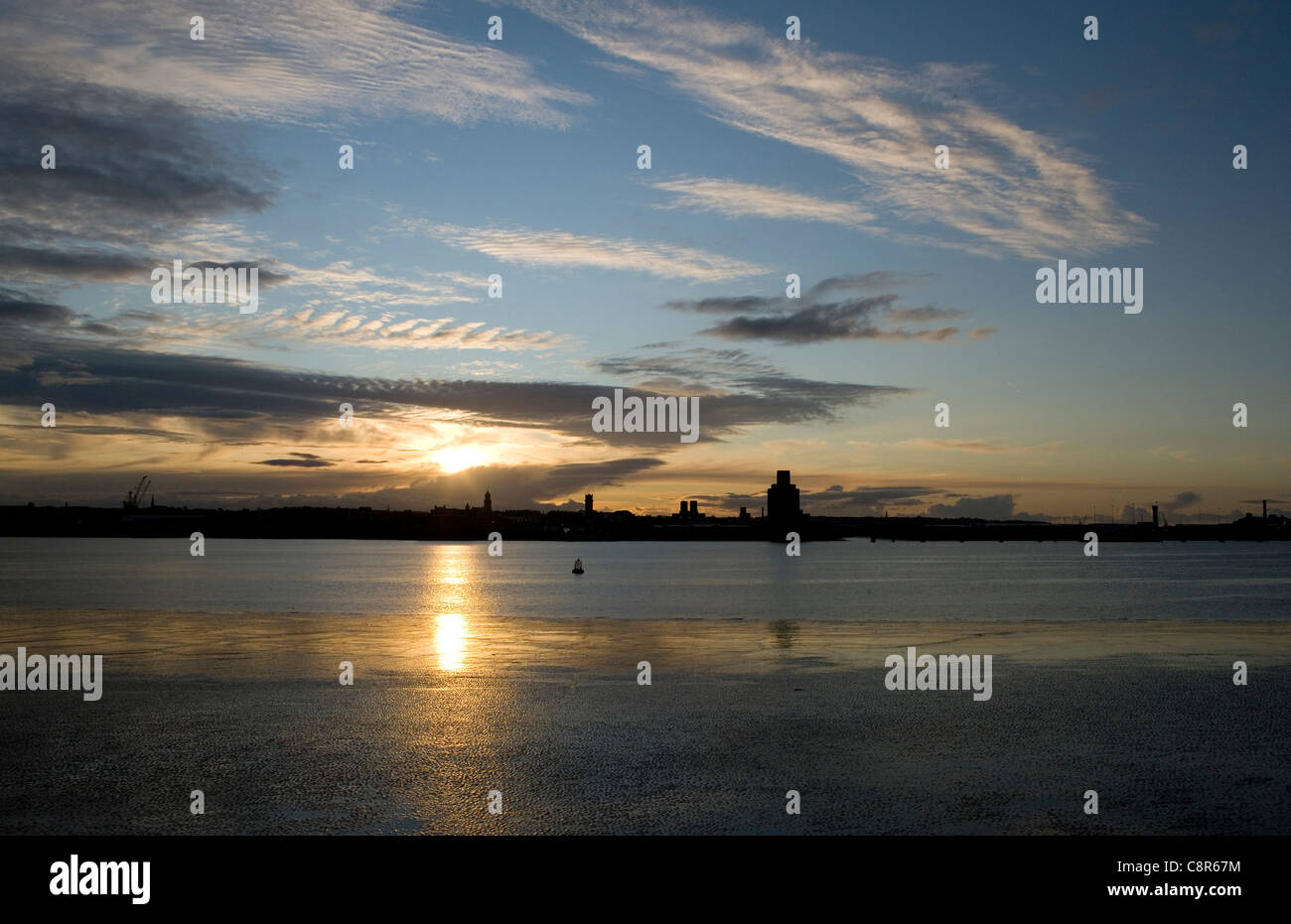 Liverpool UK Sunset looking over mersey river Stock Photo - Alamy