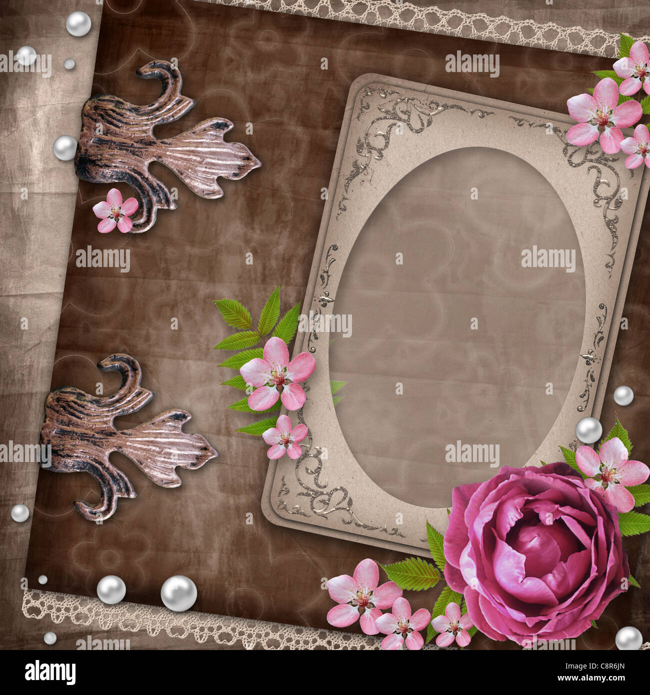 Vintage elegant frame with rose Stock Photo - Alamy
