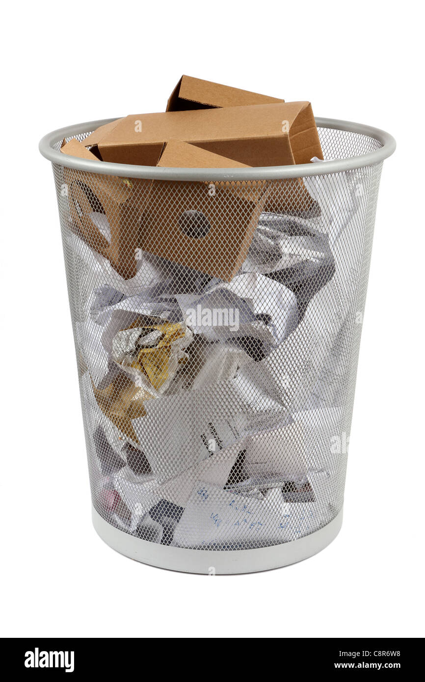 office wastebasket full of litter Stock Photo - Alamy