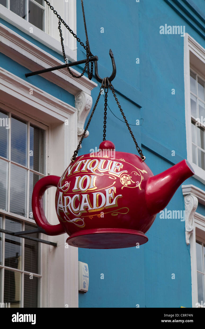 Teapot outside Antique arcade on Portobello Road, London Stock Photo ...
