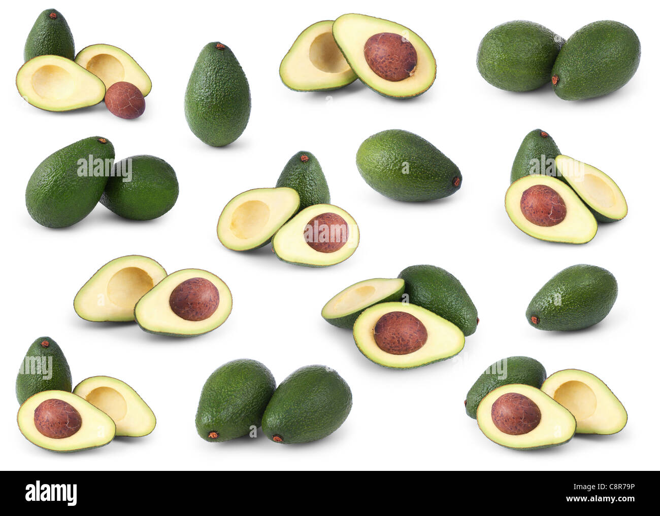 Set of avocados isolated over white background Stock Photo - Alamy