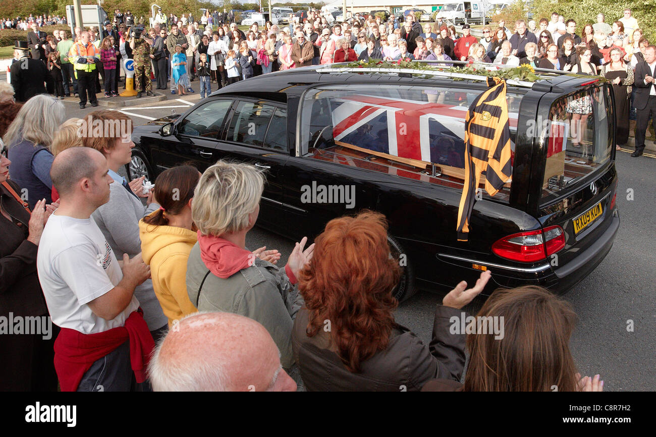 The cortege leaves the repatriation memorial in Carterton, Oxfordshire ...