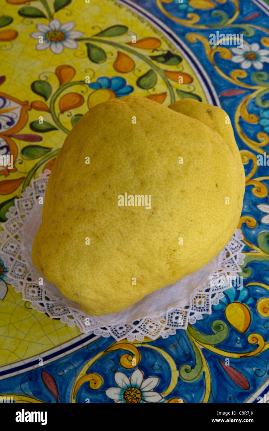 Lemon on decorated table . Positano "Amalfi coast" Amalfi Italy Stock ...