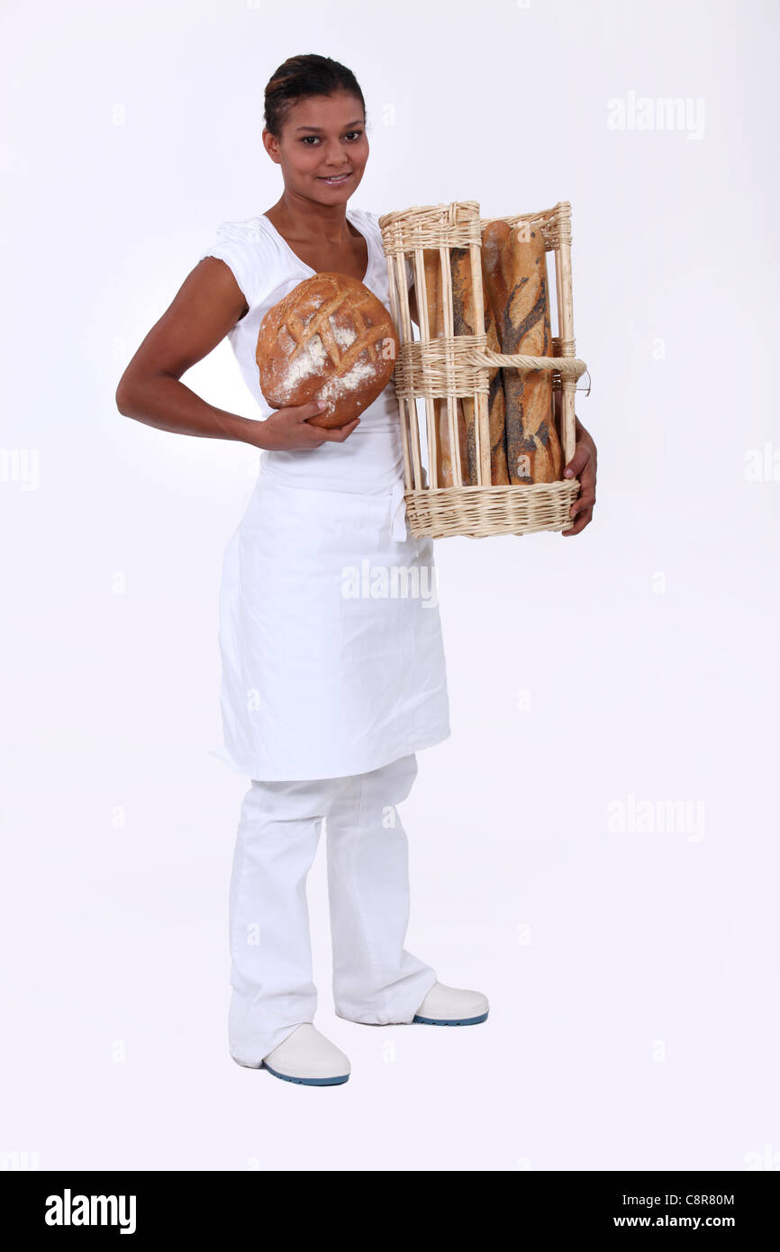 African american baker holding bread hi-res stock photography and ...
