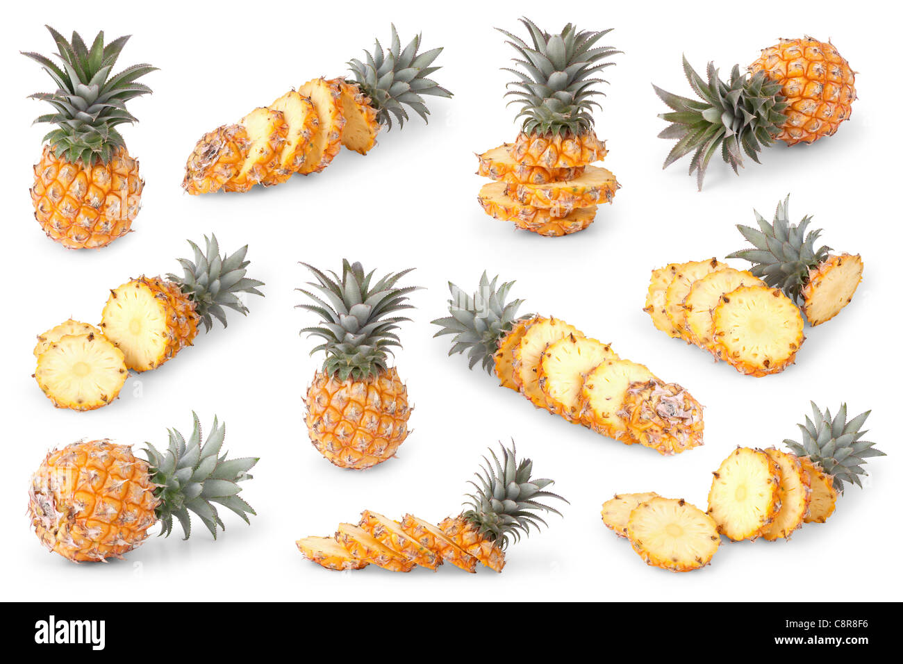 Set of baby pineapples isolated on white background Stock Photo - Alamy