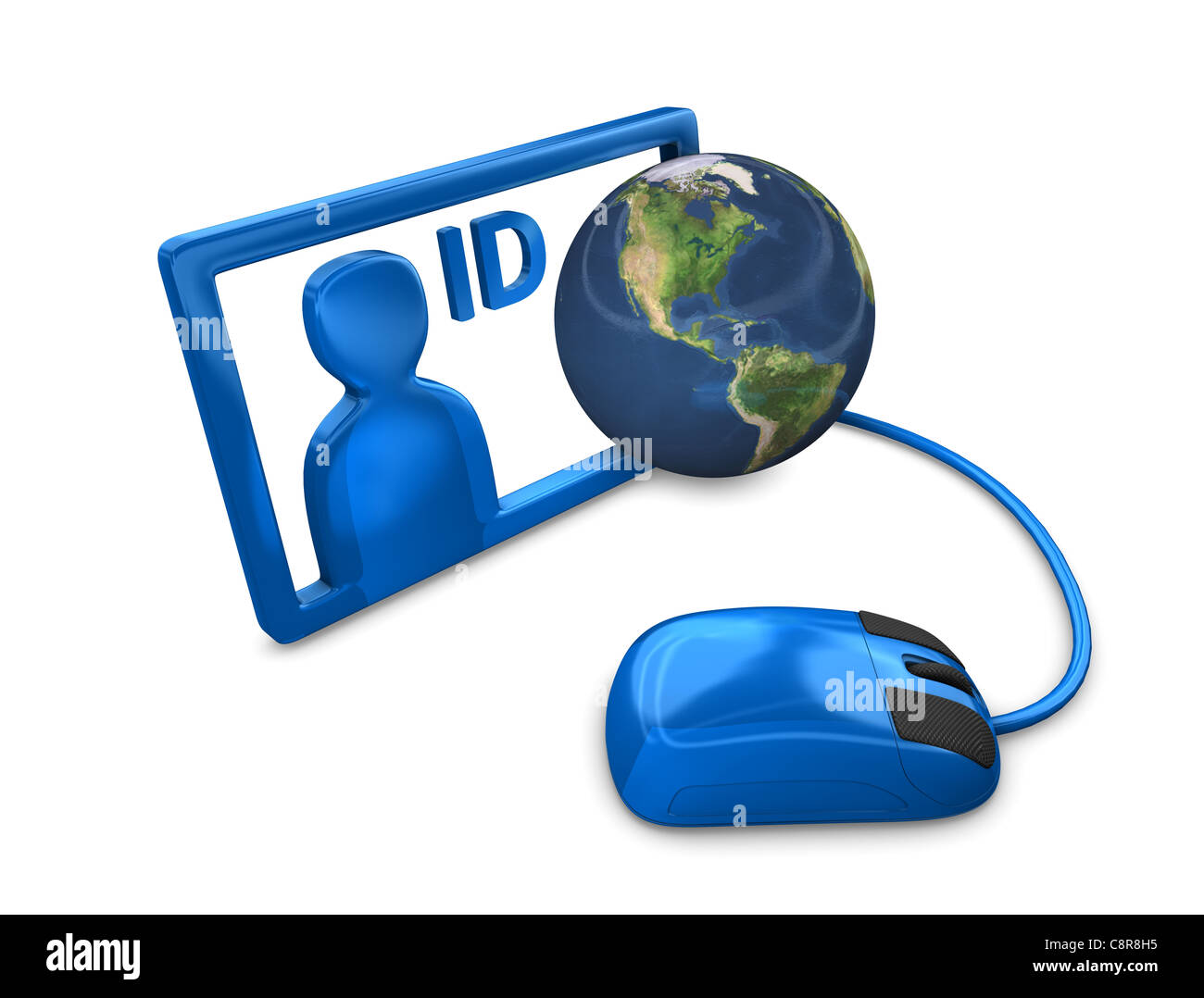 3d rendering, Conceptual illustration internet ID, isolated on white ...