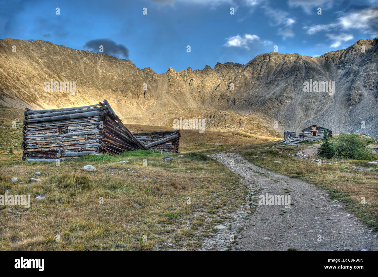 Ruins at the Boston Mine in Mayflower Gulch, Colorado at sundown. This ...
