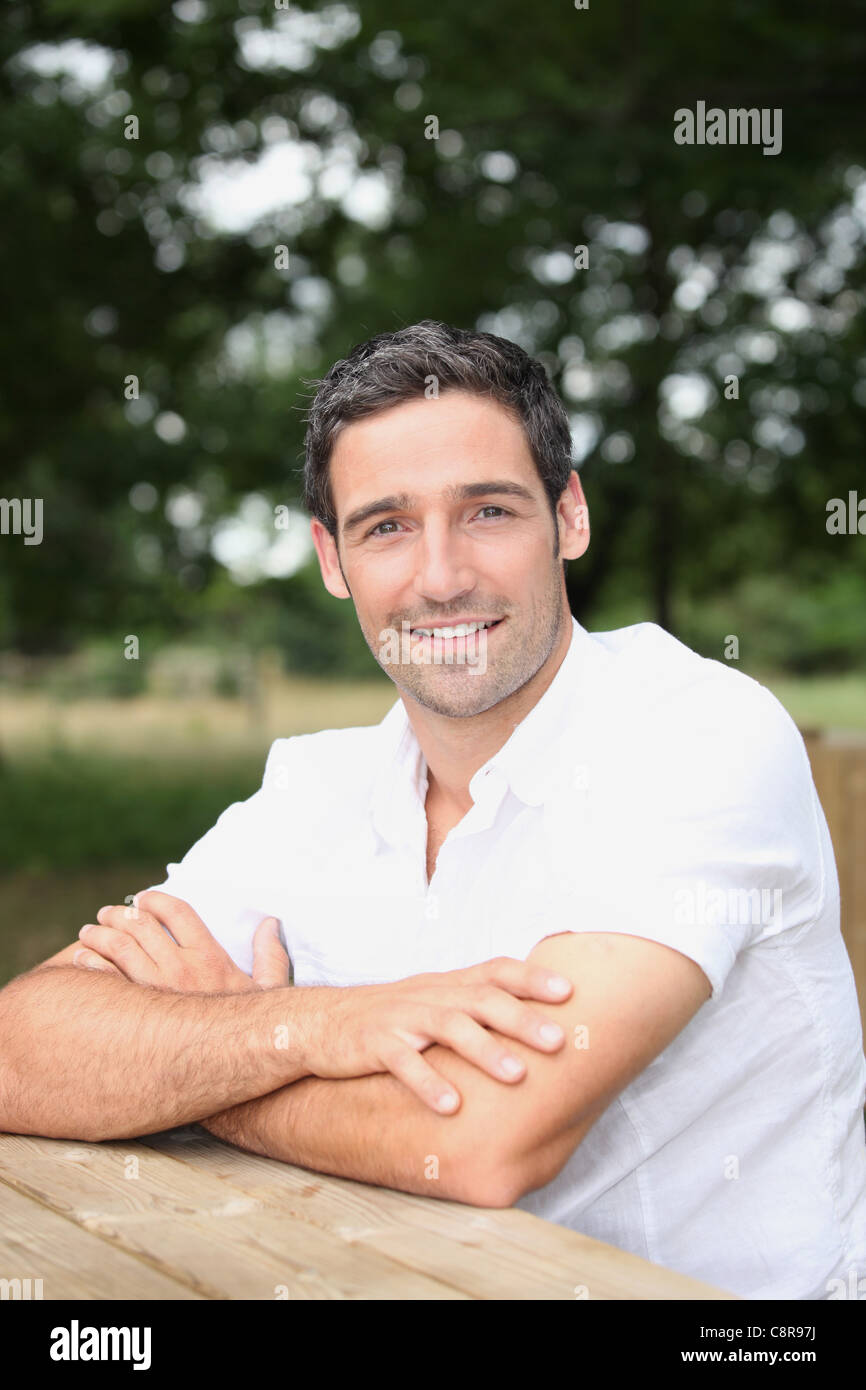 man relaxing outdoors Stock Photo - Alamy