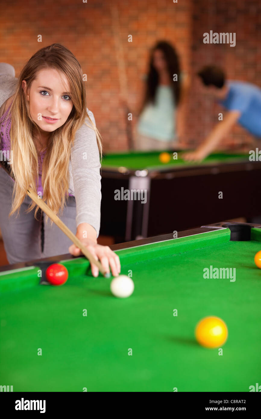 Young female billiard player hi-res stock photography and images - Alamy