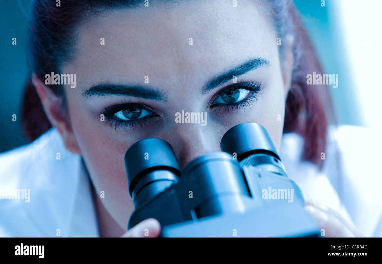 Close up laboratory worker microscope hi-res stock photography and ...