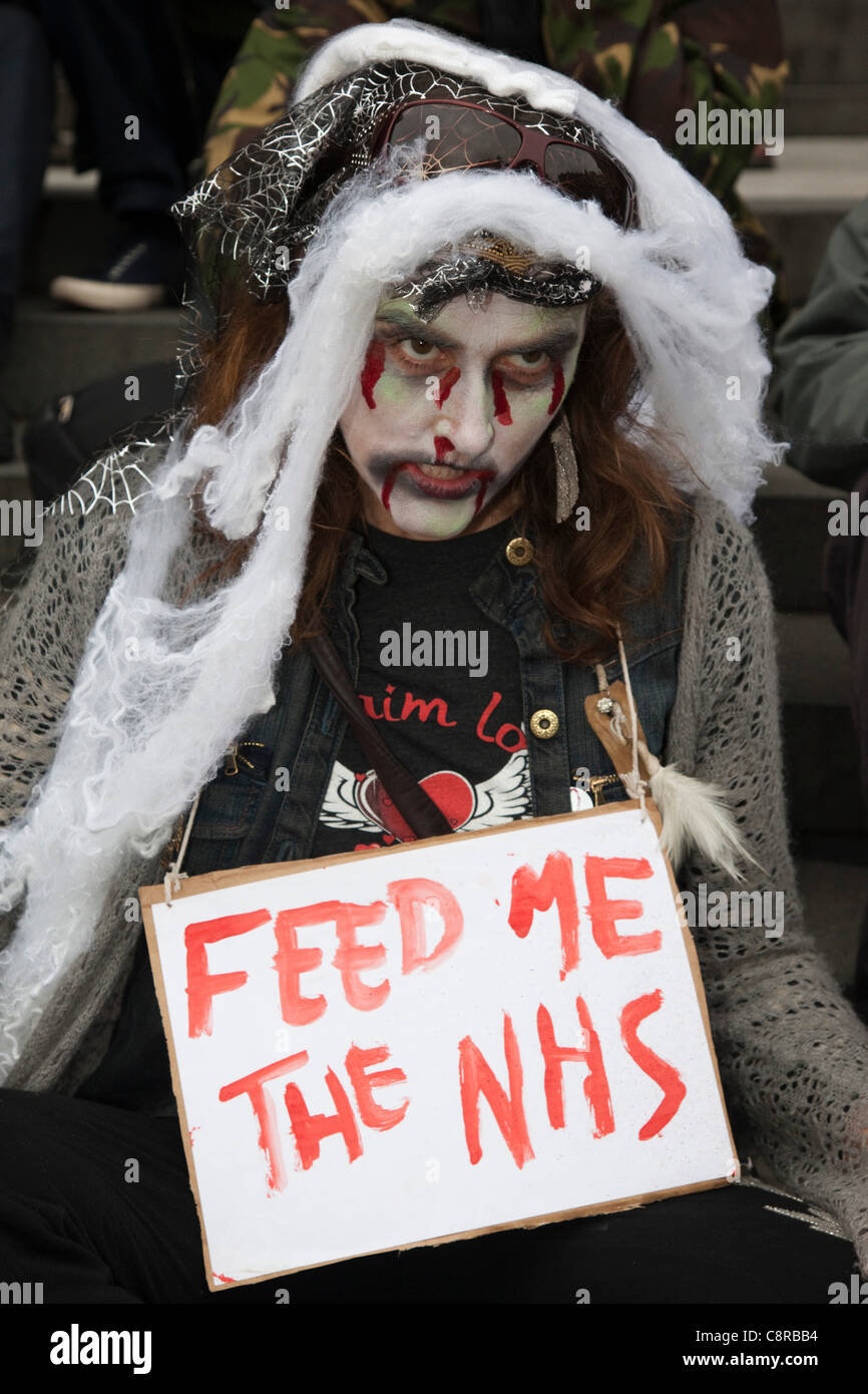 31 October 2011, London, UK. Around 50 Zombies dressed as "Bankers ...
