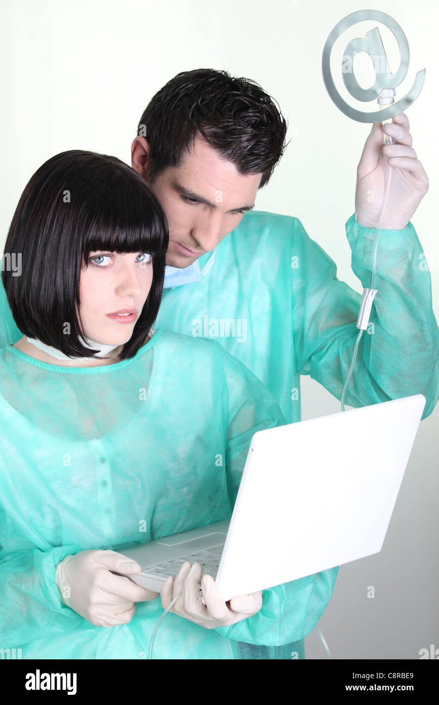 medical staff with computer Stock Photo - Alamy