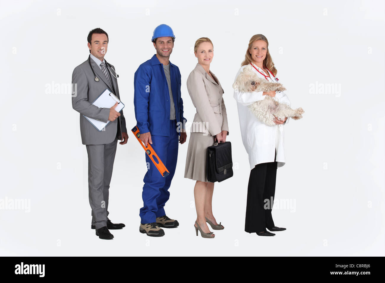 Profile photo of four professionals Stock Photo - Alamy